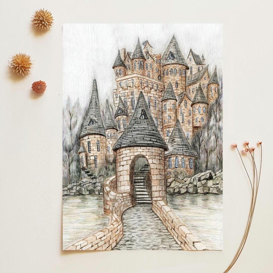 Old Castle Art Print, Vintage Architecture 4x6 and 5x7 | Fantasy Castle ...