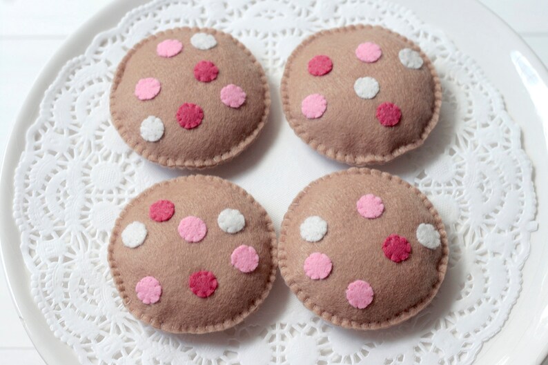 Felt Food Chocolate Chip Cookies Pink Plush Toy Biscuits - Etsy