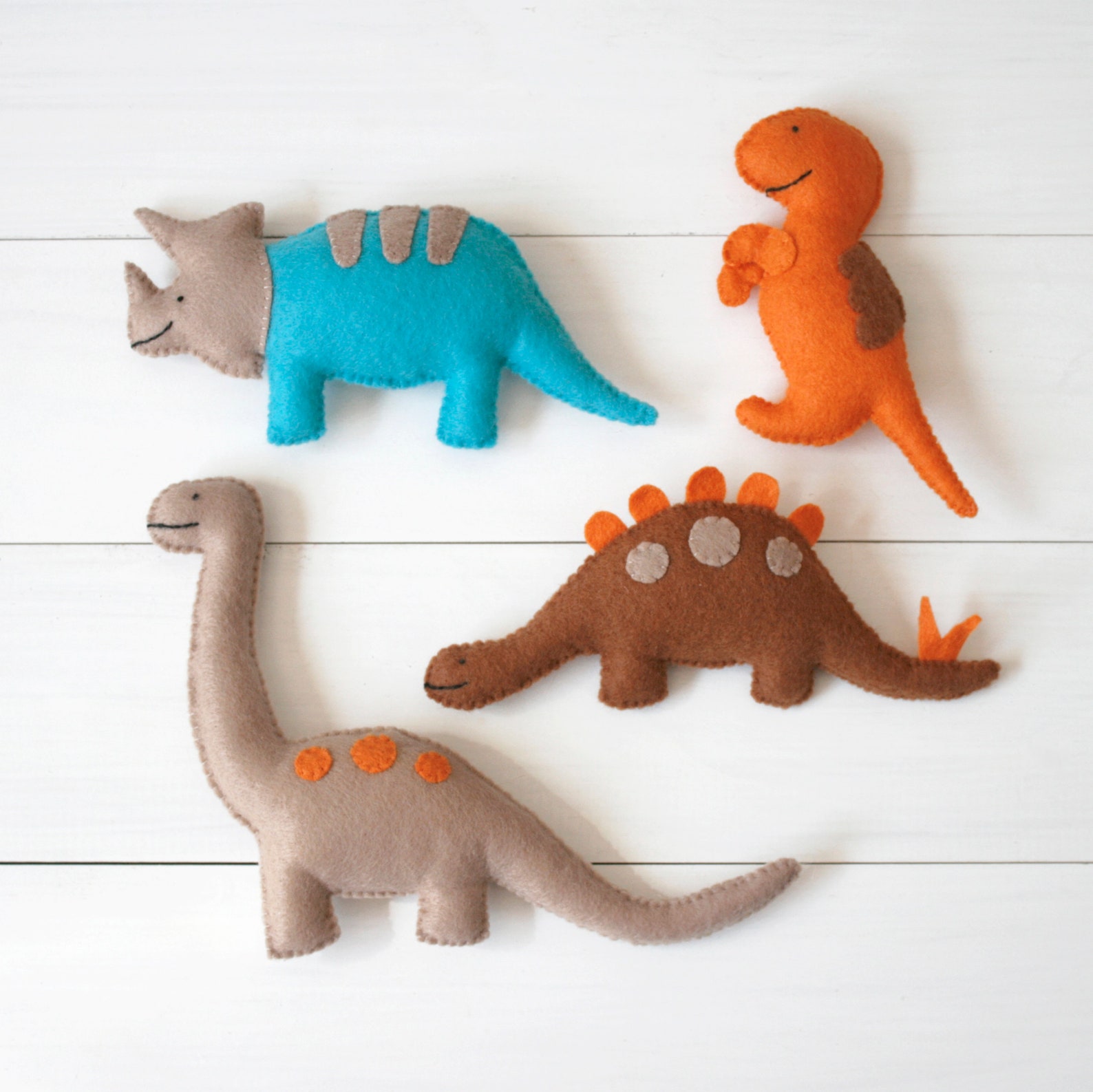 Felt Dinosaur Toys Four Handmade Plush Felt Dinosaurs - Etsy