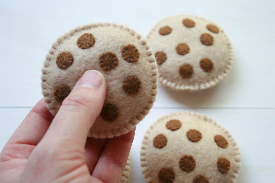 Felt Food Chocolate Chip Cookies Choc Chips Plush Toy - Etsy