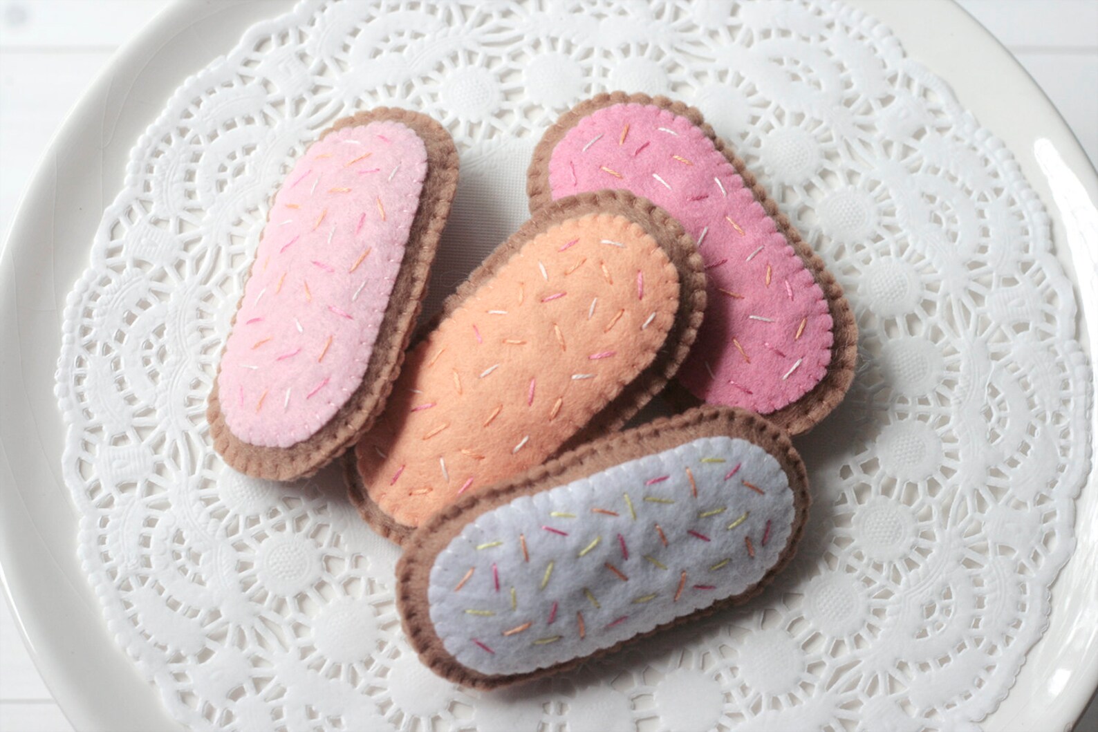 Felt Food Honey Gingerbread Iced Biscuits Pink White Peach - Etsy