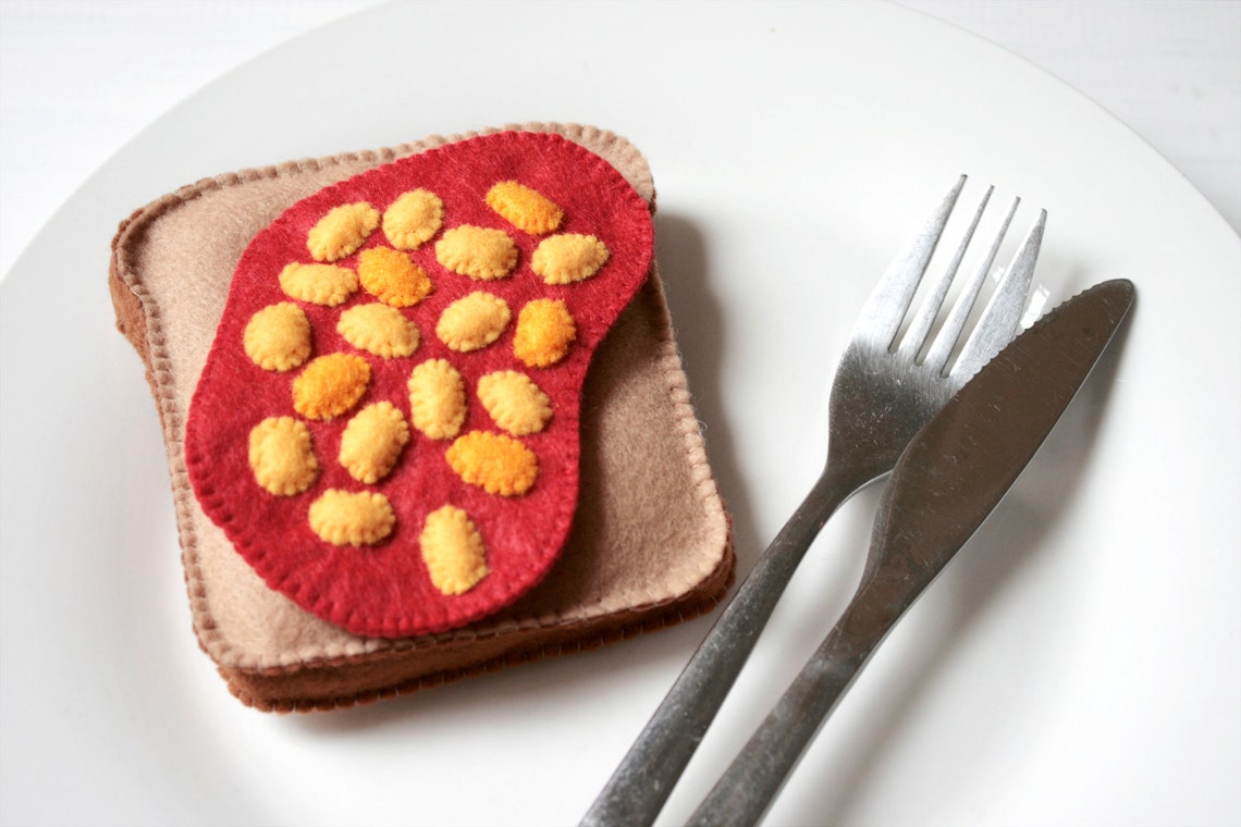 Felt Baked Beans on Toast Pretend Food Play Food Felt - Etsy