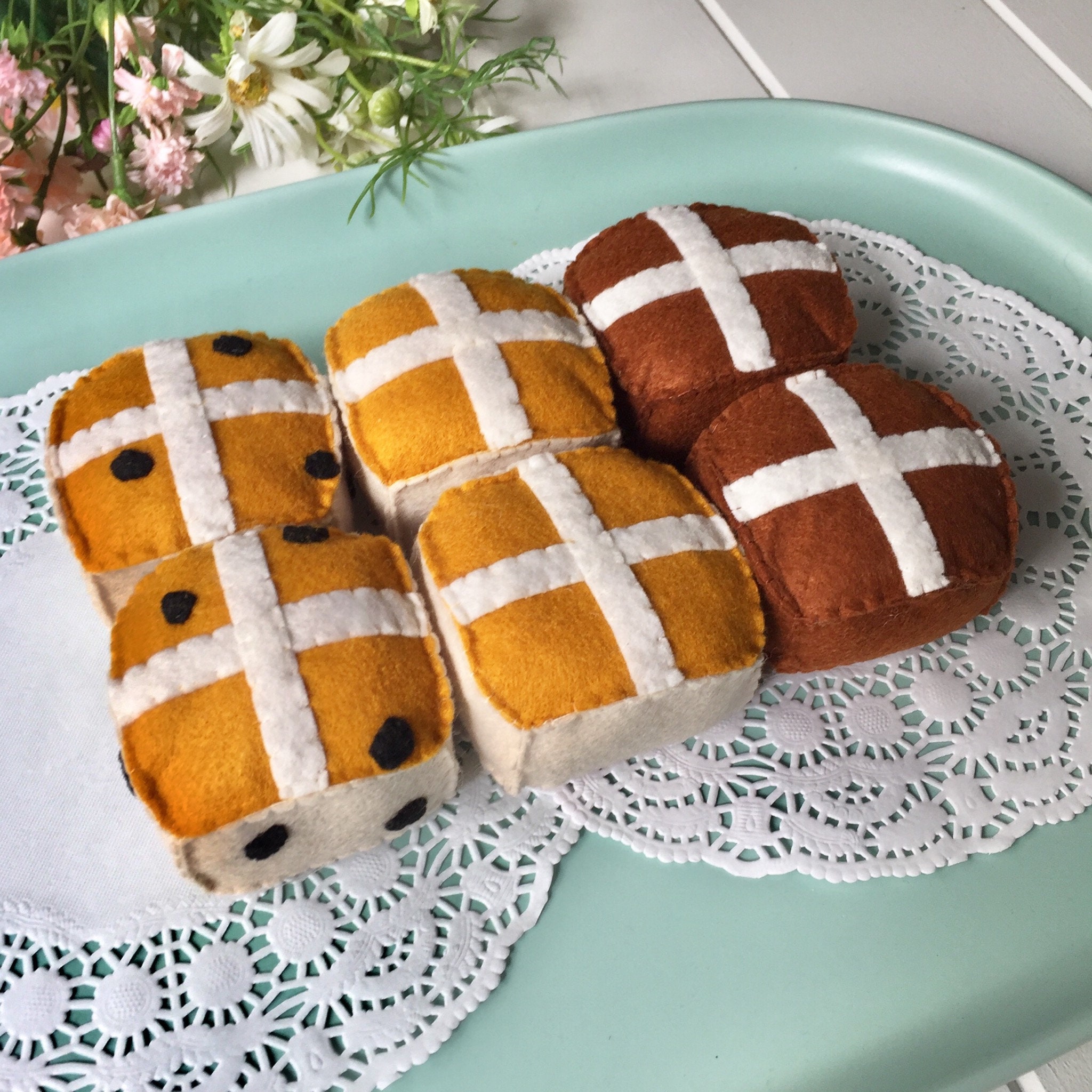 Felt Hot Cross Buns Easter Buns Chocolate Buns Easter Play | Etsy