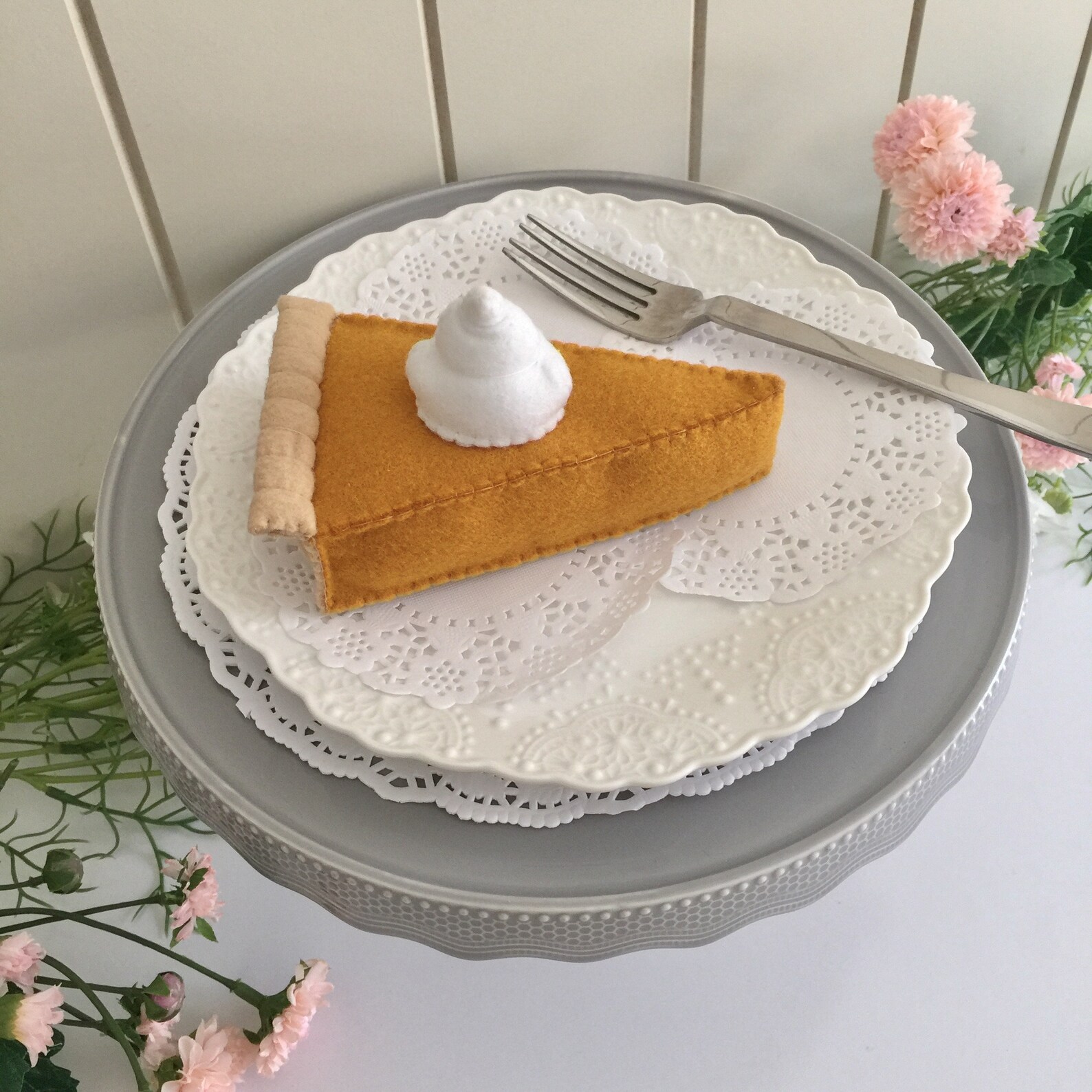 Pumpkin Pie, Play Food, Felt Food, Felt Pie, Thanksgiving Toy, Pretend ...