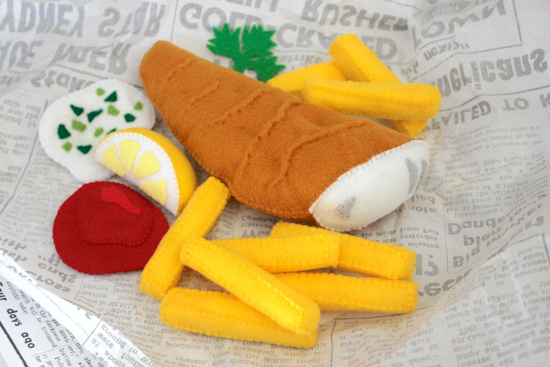 Felt Fish and Chips, Felt Play Food Set, Plush Toys, Pretend Play, Play ...