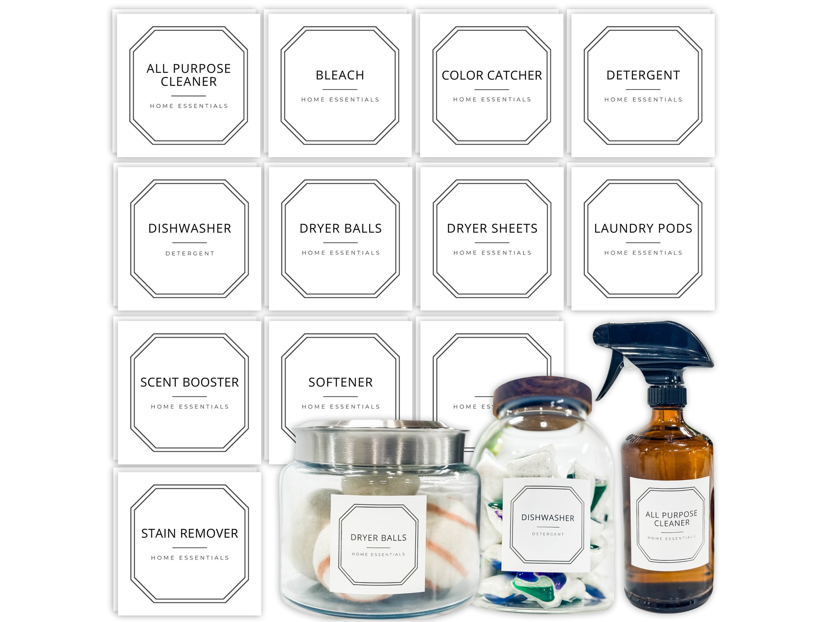 White Minimalist Laundry Room Labels Great for Laundry Pods - Etsy