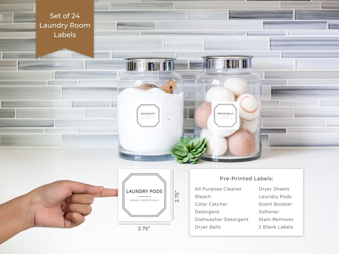 White Minimalist Laundry Room Labels Great for Laundry Pods - Etsy
