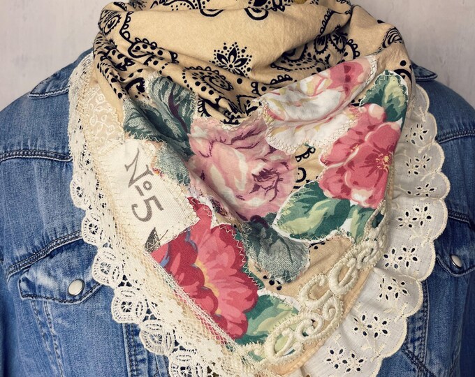 Boho Bandana, Tattered Bandana, Shabby Bandana, Boho Western, Boho ...