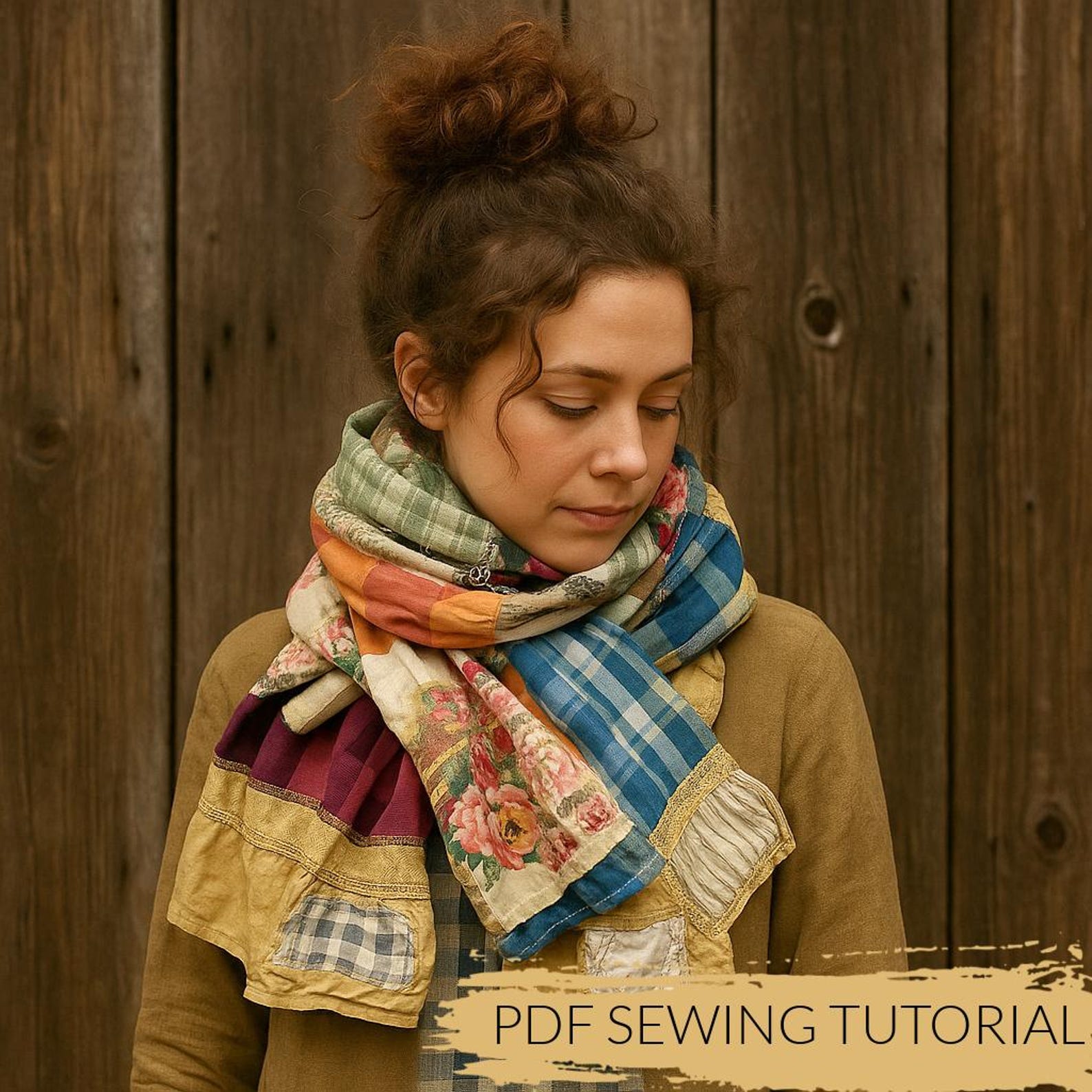 Patchwork Flannel Scarf Sewing Tutorial: Upcycled Boho Style (PDF) - Etsy