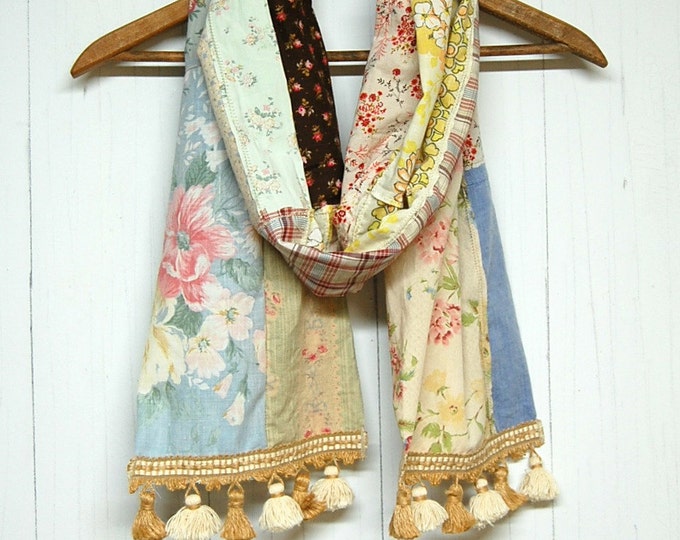 Boho Patchwork Scarf Shabby Chic Tattered Scarf Upcycled Scarf - Etsy