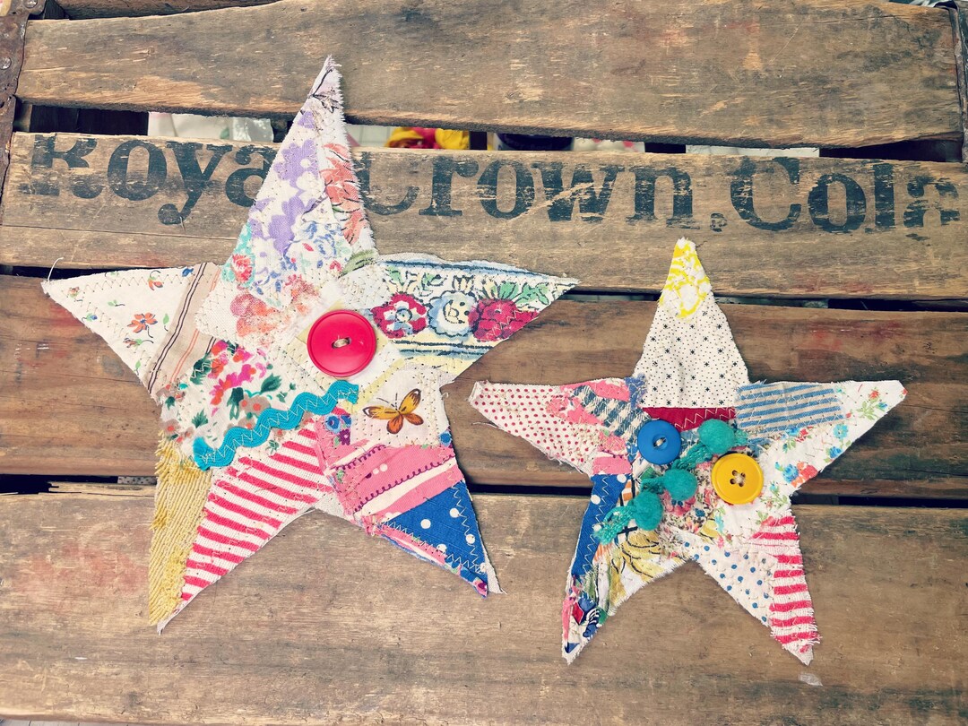 Set of 2 Patches, Star Patches, Slow Stitch Patches, Junk Journaling ...