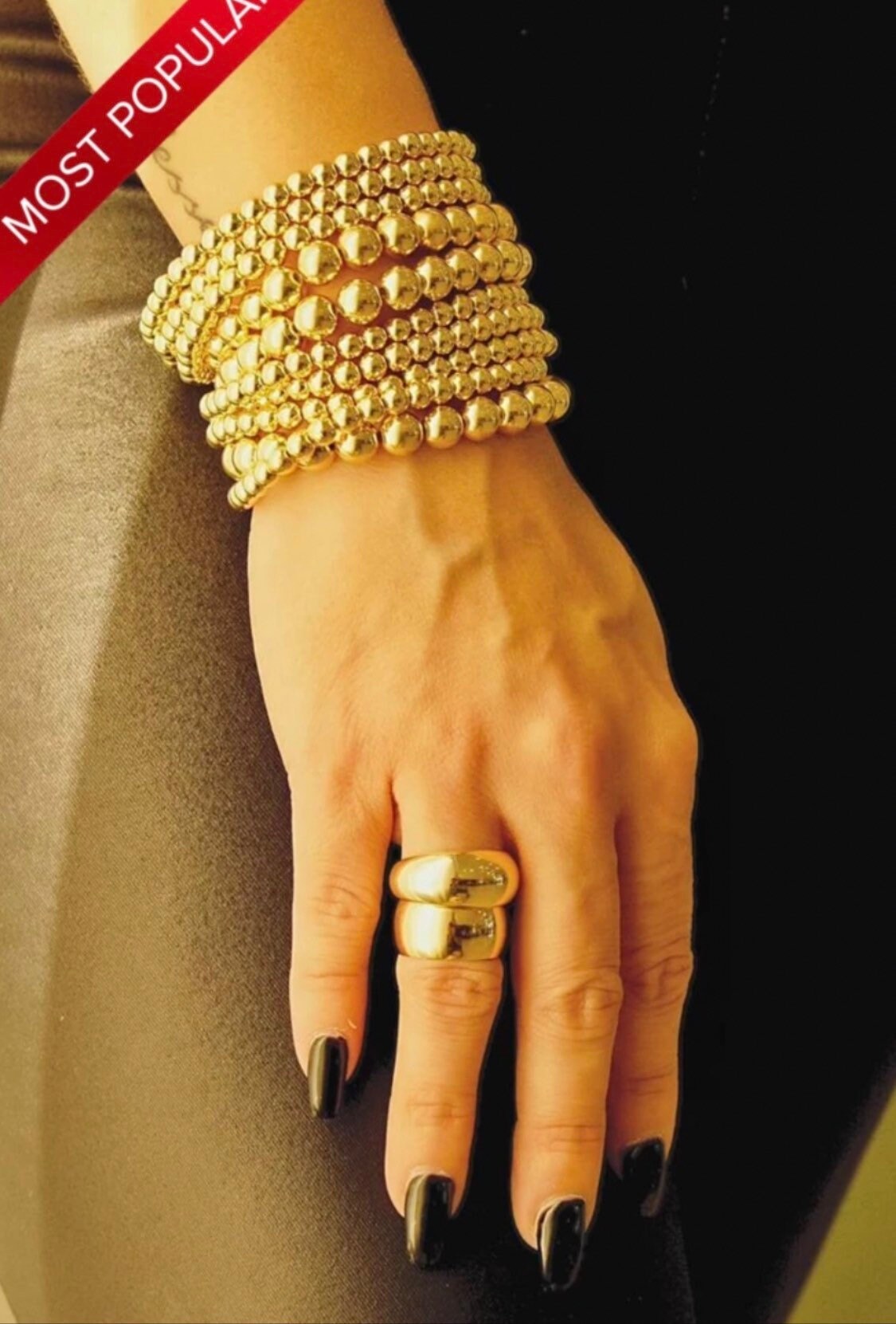 Large Gold Beaded Bracelets - Etsy