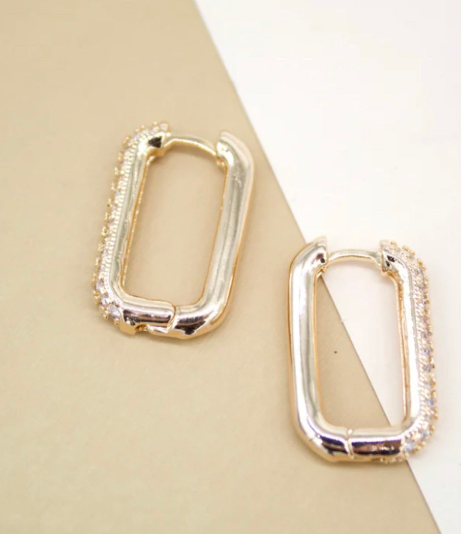 Rectangular Crystal Hoops - Etsy