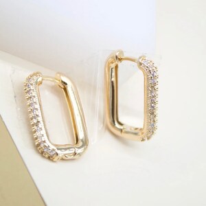 Rectangular Crystal Hoops - Etsy