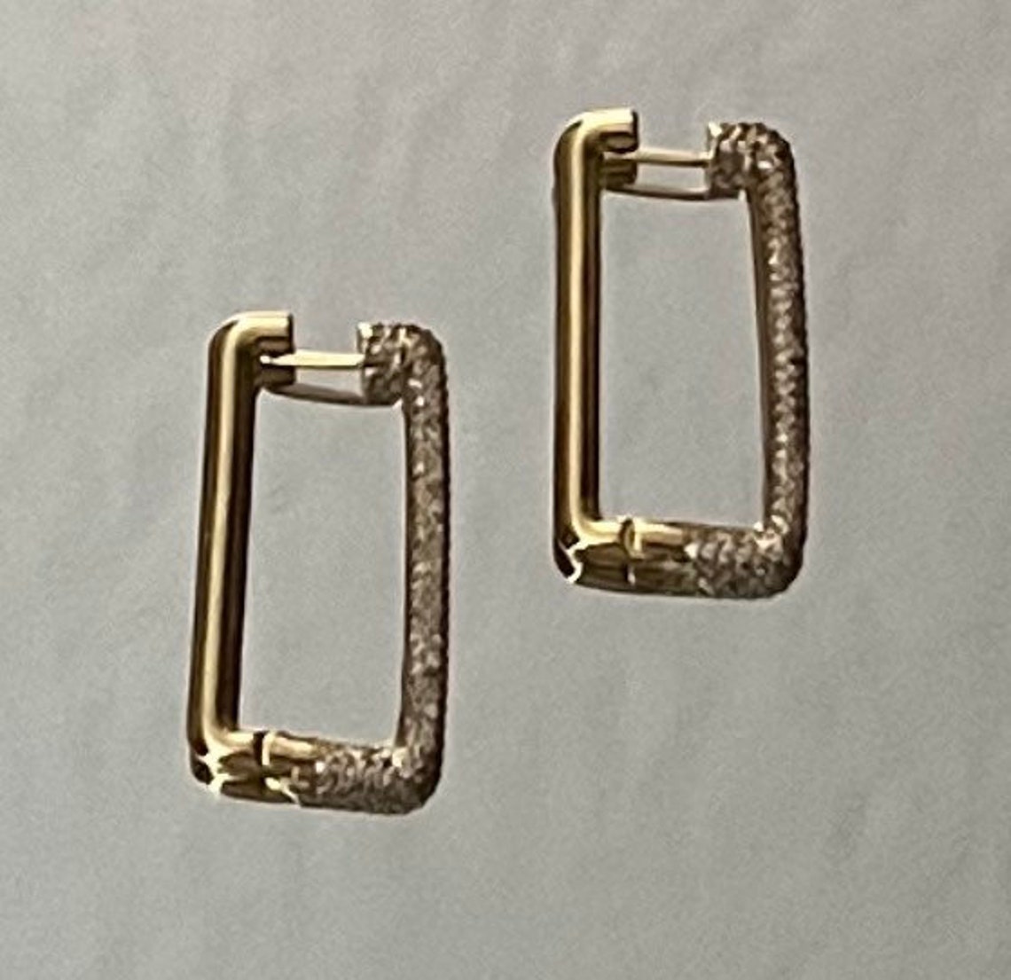 Rectangular Crystal Hoops - Etsy