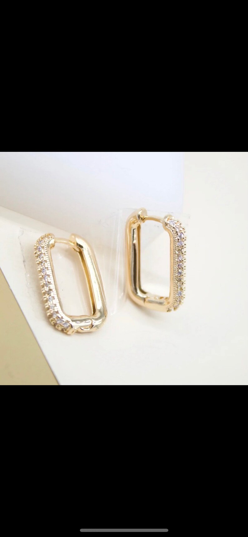 Rectangular Crystal Hoops - Etsy