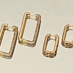 Rectangular Crystal Hoops - Etsy