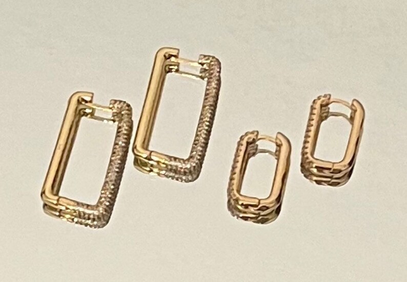 Rectangular Crystal Hoops - Etsy