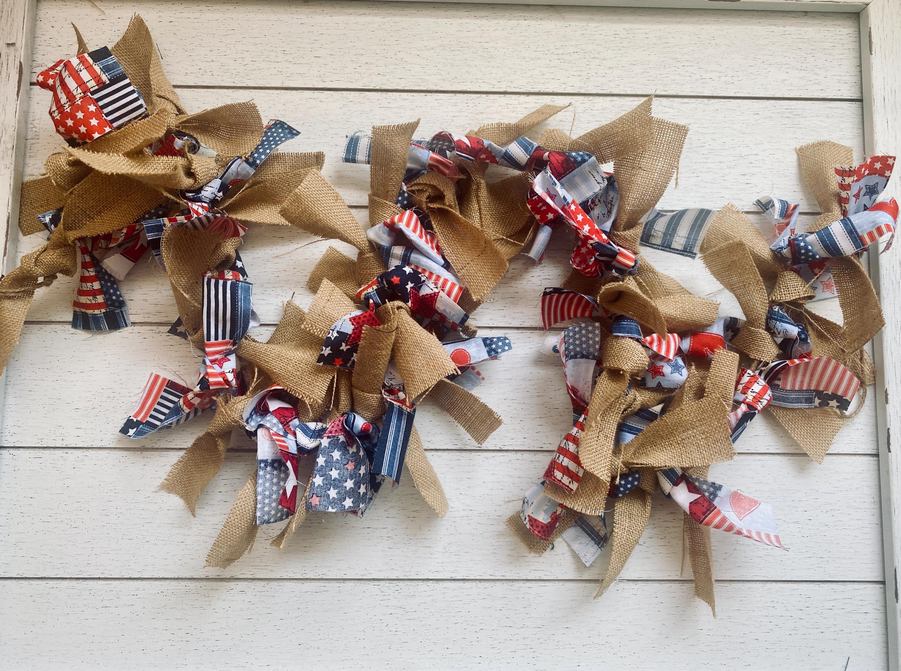 Rustic Farmhouse 4th of July Red White Blue Flag Pattern Ribbon and ...