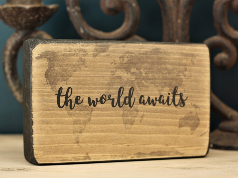 Small wood sign Gift for traveler Travel agent gift Shelf | Etsy