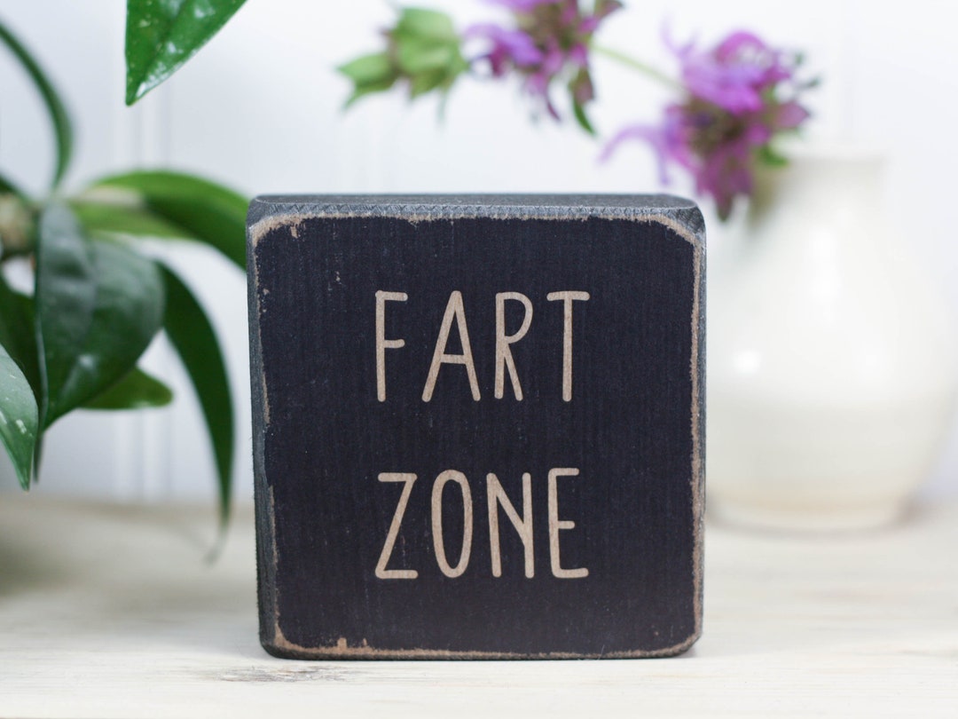 Small Wood Sign 3"x3", Fart Bathroom Block With Cute Quote, Desk ...
