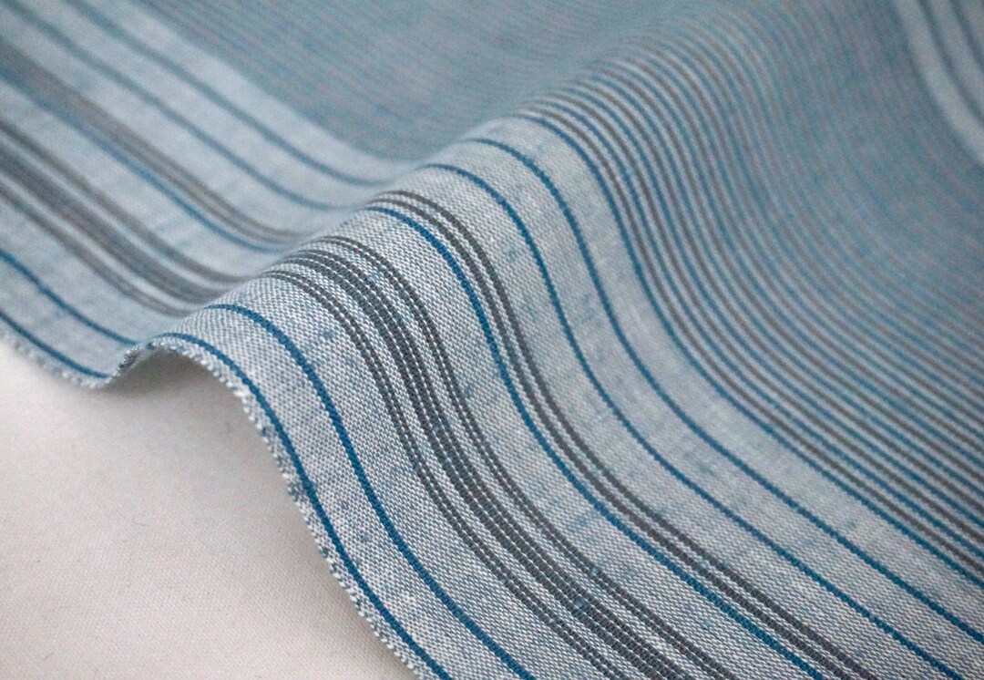 Enshu Momen - Teal Blue Shima Cotton Tsumugi Kimono Fabric - Etsy