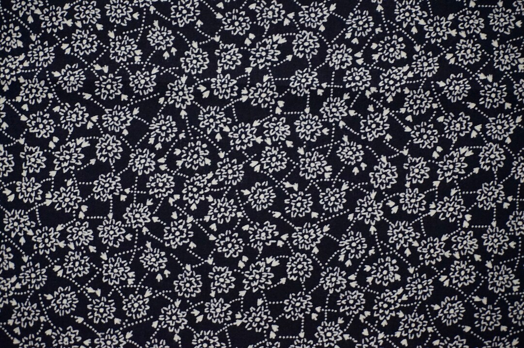 Vintage Japanese Kimono Fabric Indigo Kiku Cotton Yukata - Etsy