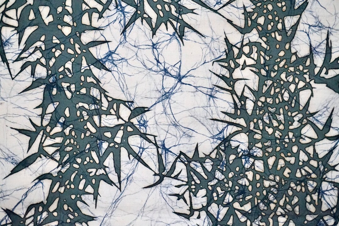 Vintage Japanese Kimono Fabric Indigo Bamboo Roketsuzome - Etsy