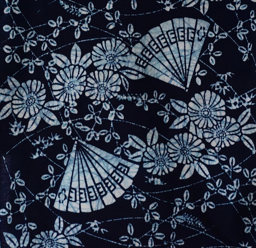 Vintage Japanese Indigo Roketsuzome Cotton Yukata Fabric - Etsy
