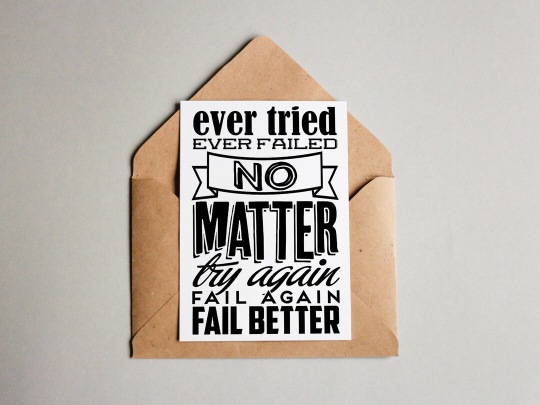 SALE: Design Card "fail Better Next Time!" / Greeting Card / Postcard ...