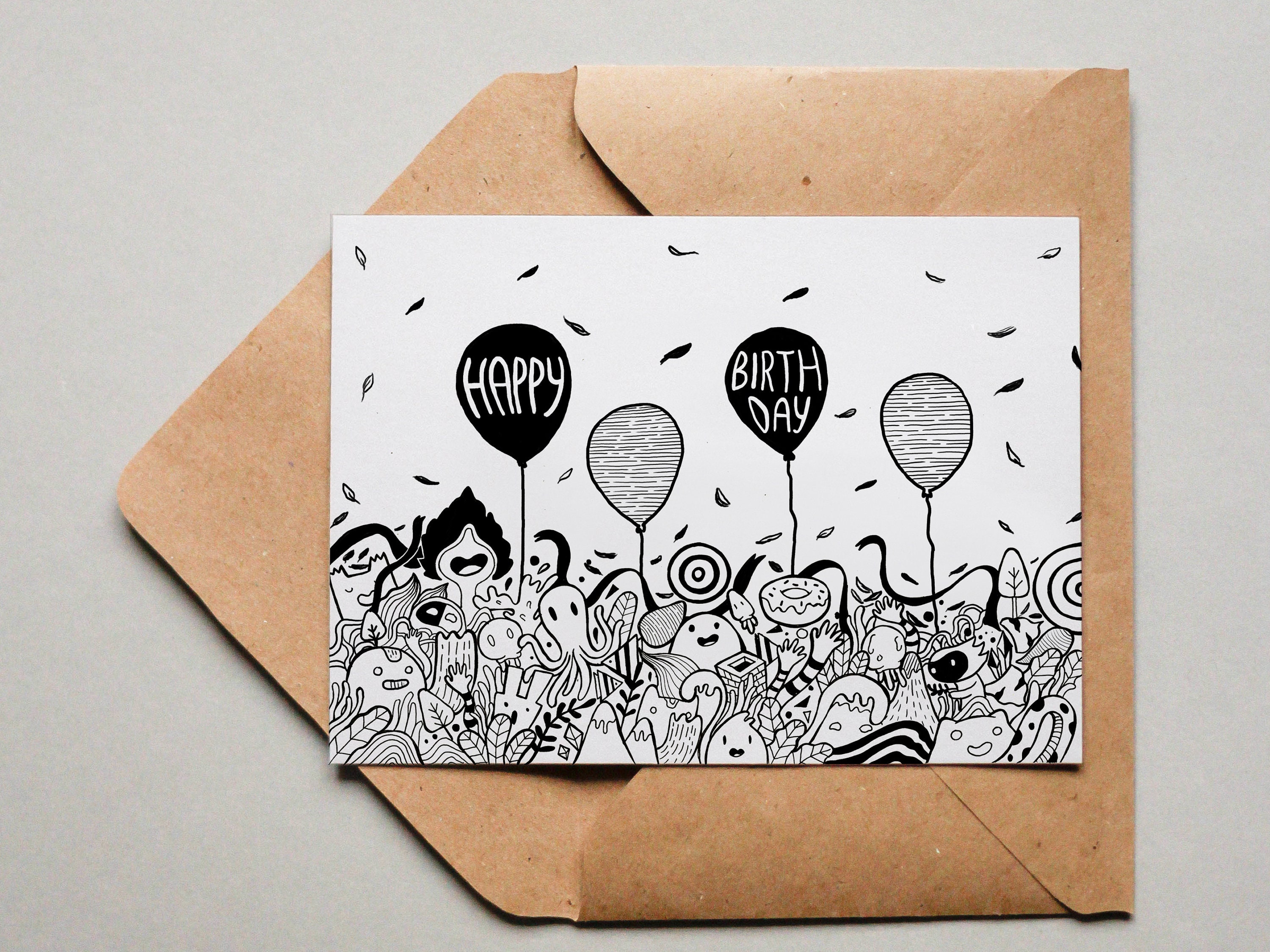 Design Card happy Birthday Doodle / Greeting Card | Etsy