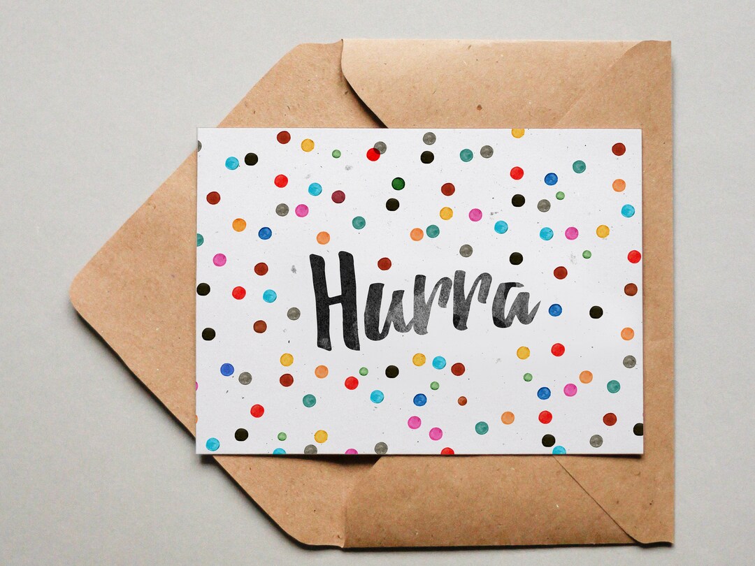 Design Card pünktchen Hurra / Greeting Card / Postcard / Gift Card ...