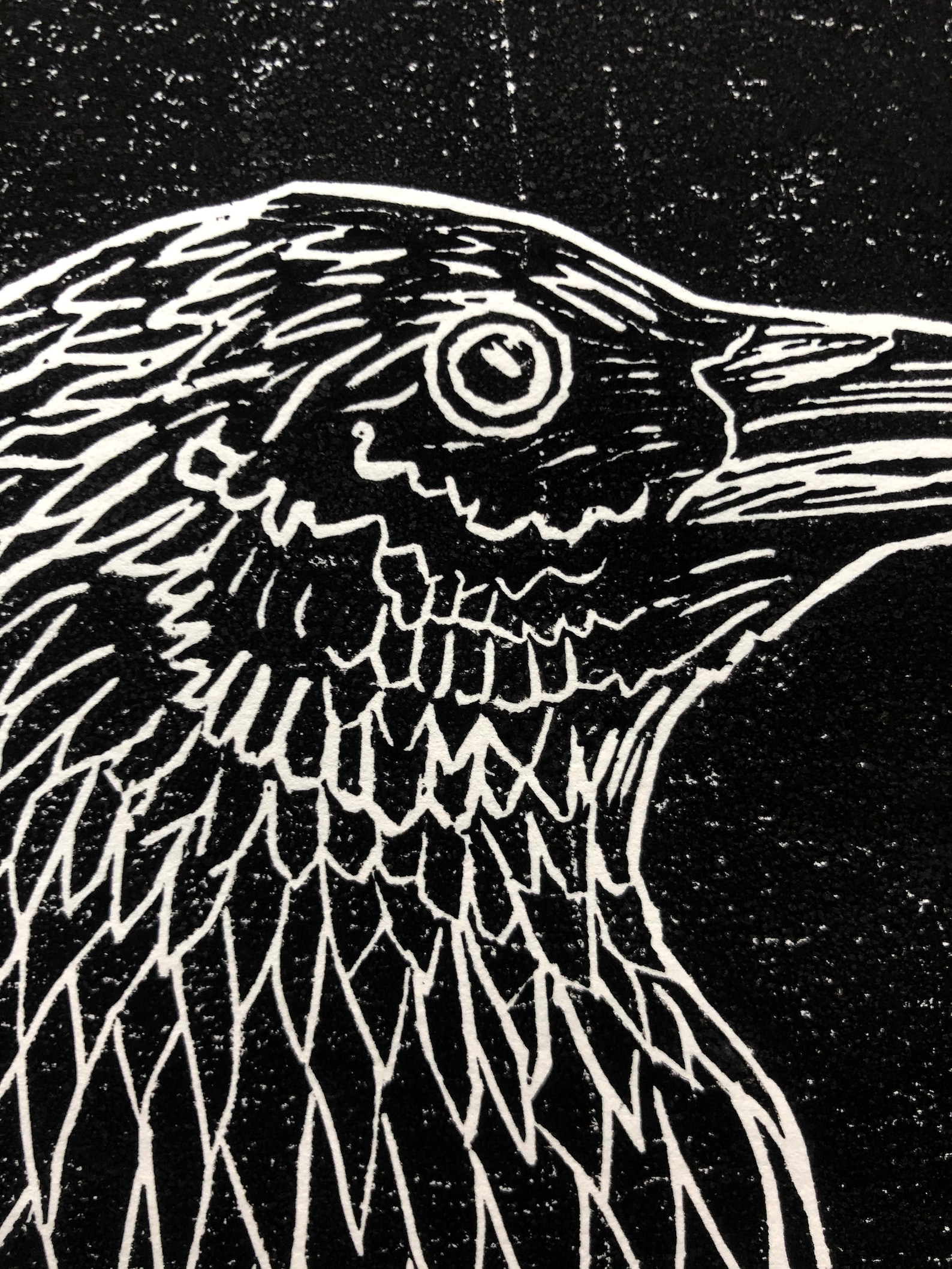 Crow Original Lino cut print mounted ready to frame 14 x | Etsy