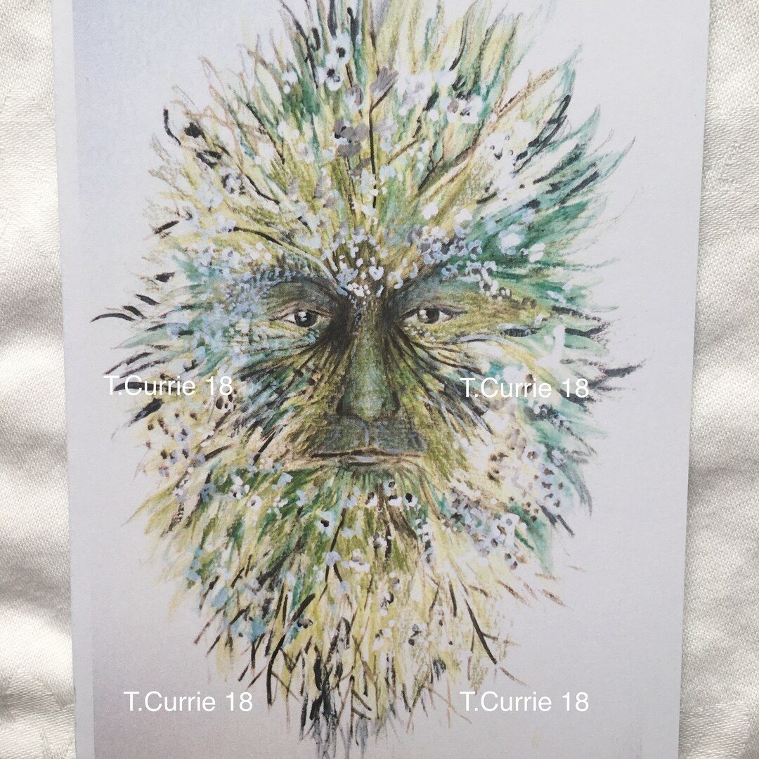 The Green Man, Spring Blank Greetings Card/notelets and Matching White ...