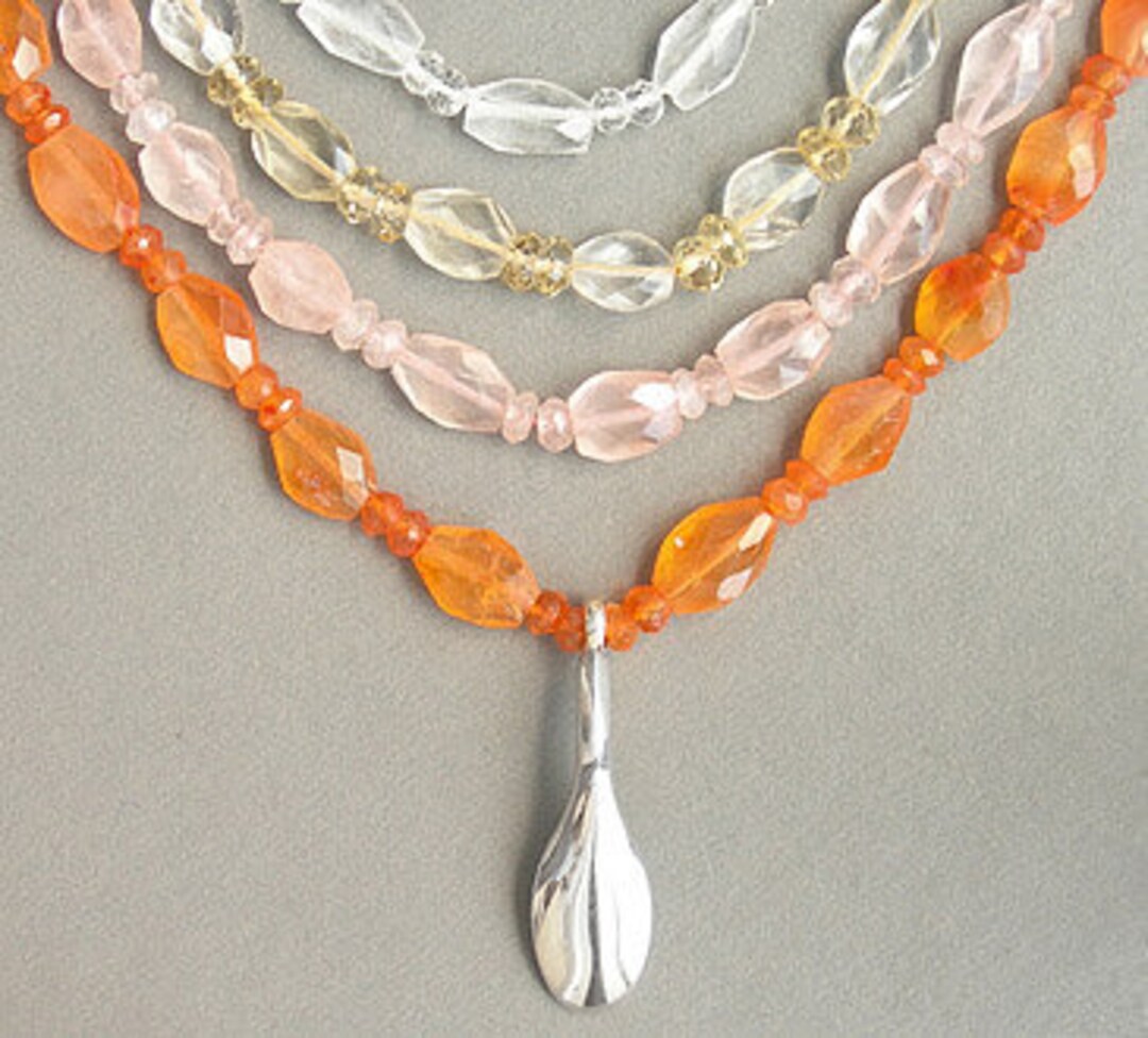 Solid Sterling Silver Clarinet Pinky Key on Faceted Gemstone Necklace ...