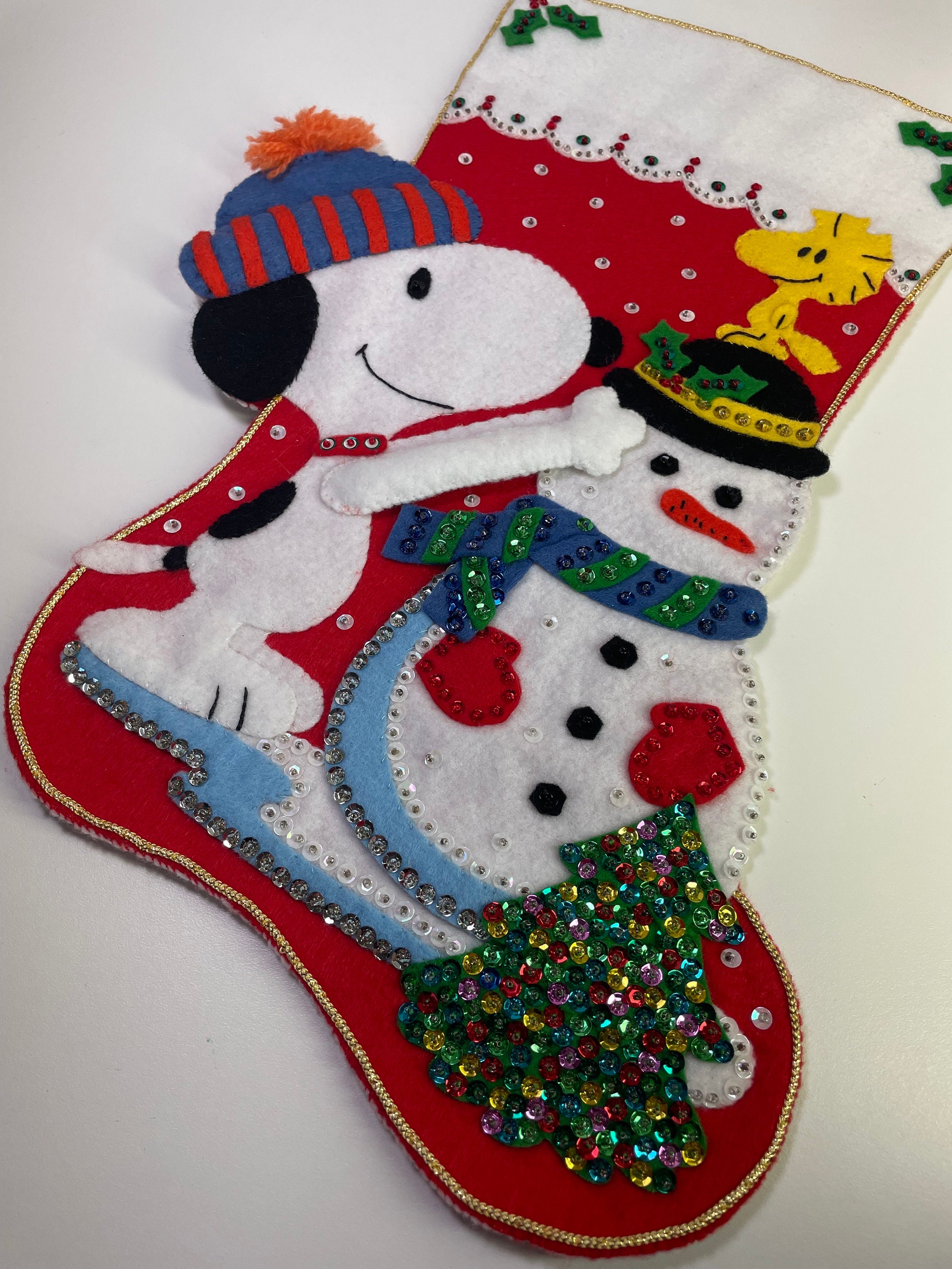 Vintage 1980s Snoopy/woodstock/peanuts Christmas Stocking snow Pals ...
