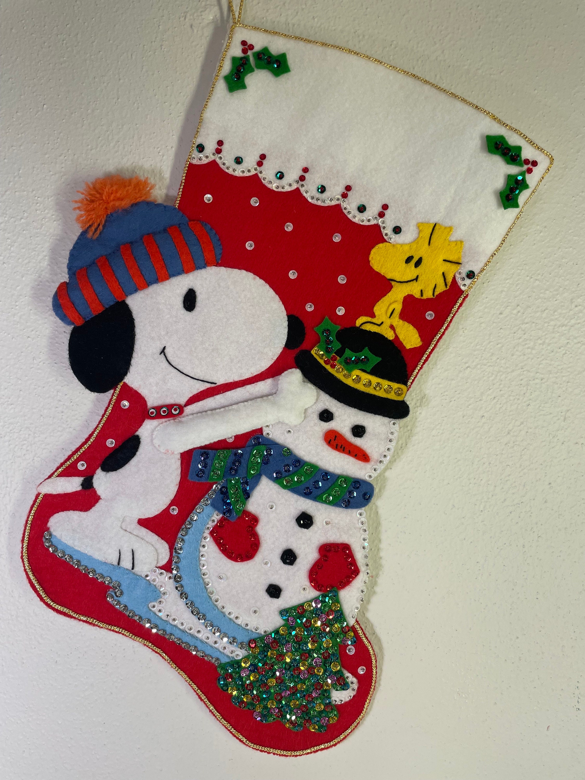 Vintage 1980s Snoopy/woodstock/peanuts Christmas Stocking snow Pals ...