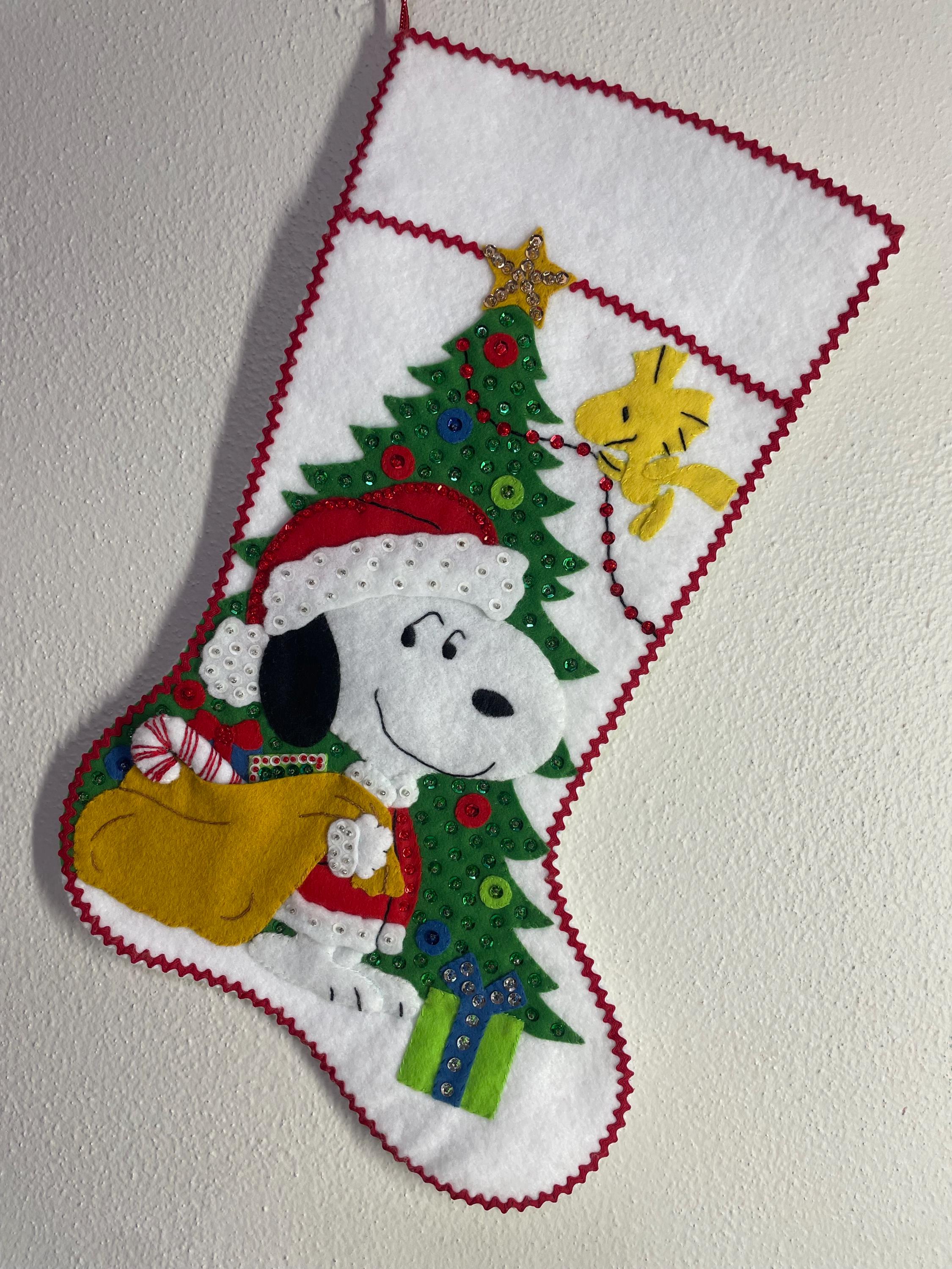 Vintage 1980s Snoopy/woodstock/peanuts Christmas Stocking jeweled ...