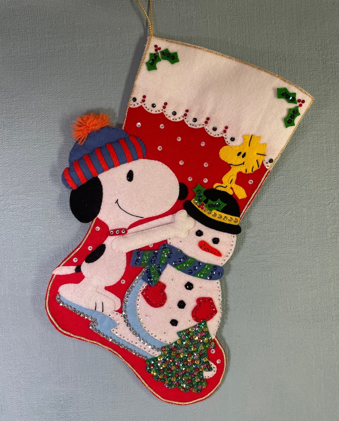Vintage 1980s Snoopy/woodstock/peanuts Christmas Stocking - "snow Pals ...