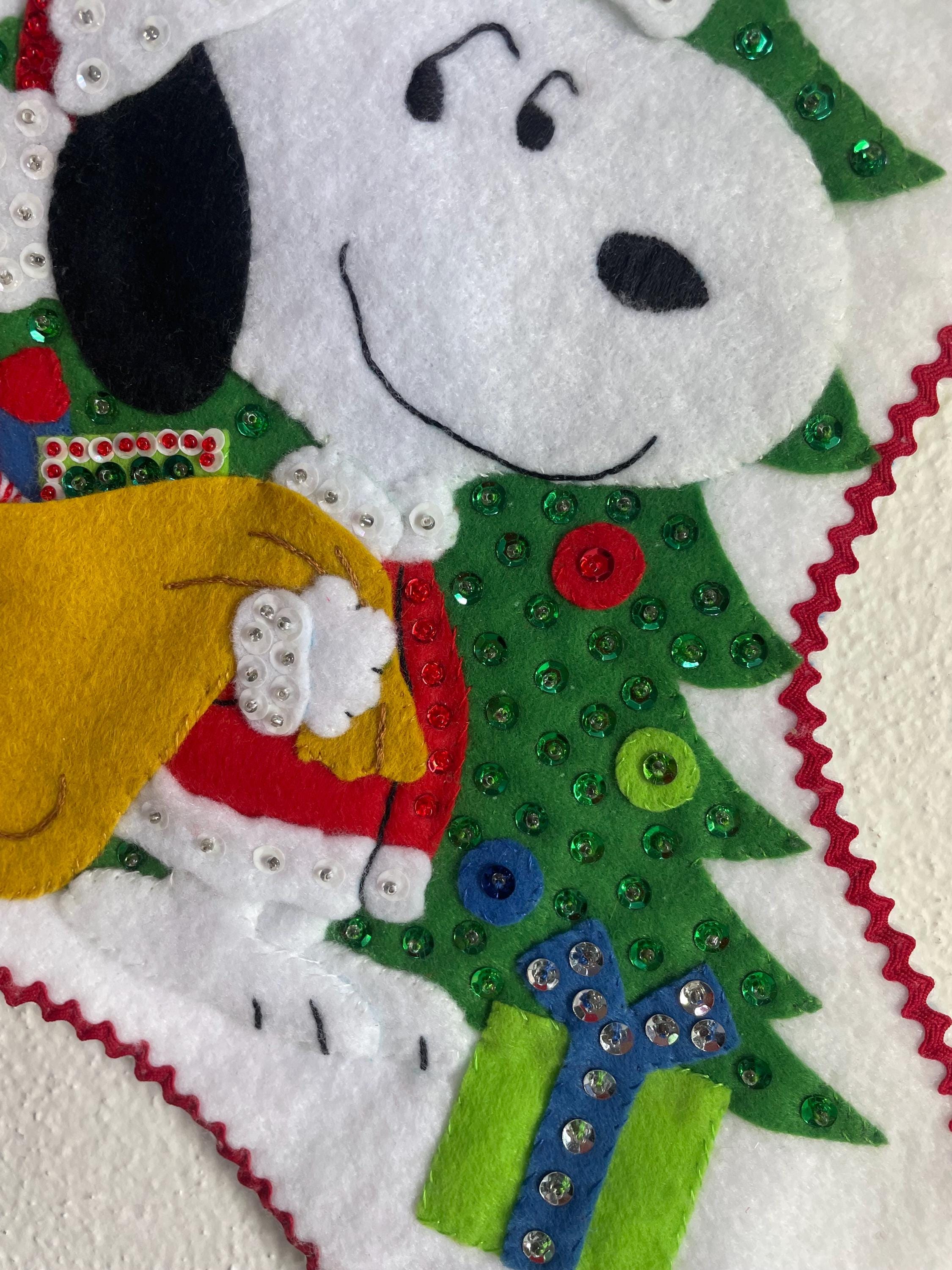 Vintage 1980s Snoopy/woodstock/peanuts Christmas Stocking jeweled ...
