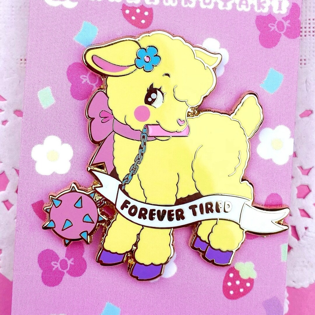 Forever Tired Lamb Kitschy Cute Enamel Pin - Etsy