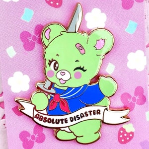 Absolute Disaster Cute Kitschy Bear Enamel Pin - Etsy