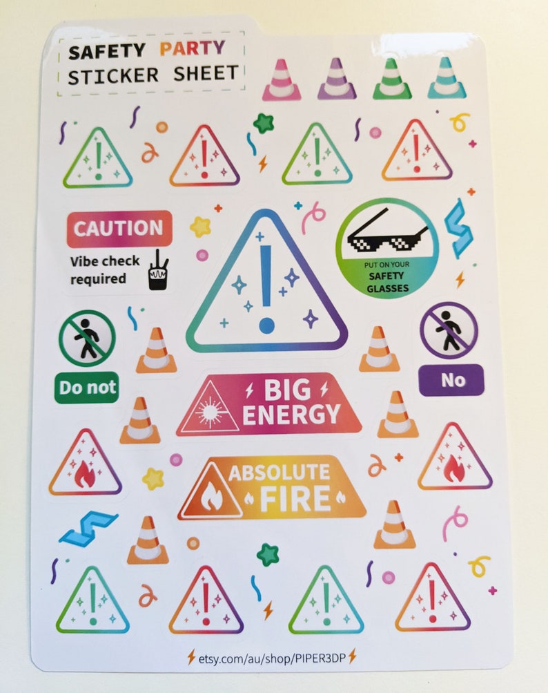 Safety Party Sticker Sheet - Etsy