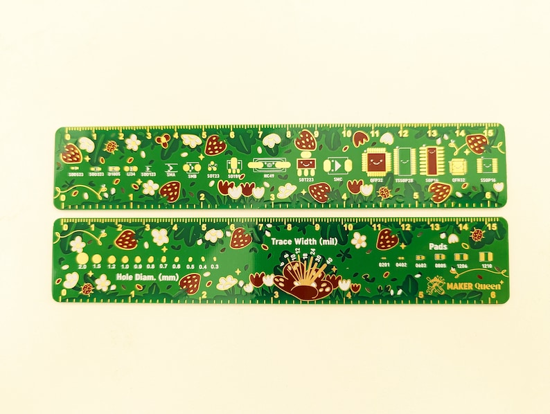 Strawberry Floral Circuits Ruler - Pcbart Cute Electronics Guide - Two ...