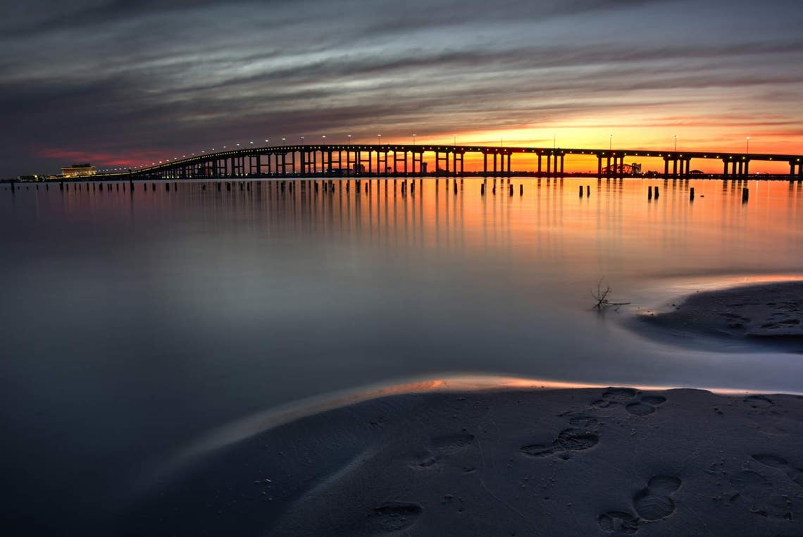 Biloxi Bay Bridge at Sunset Ocean Springs MS Photograph by - Etsy