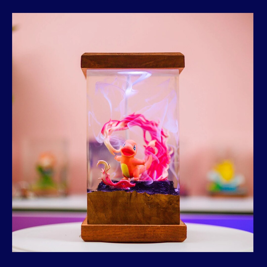 Charmander Night Light, Custom Pokemon Resin Lamp, Epoxy Resin Art ...