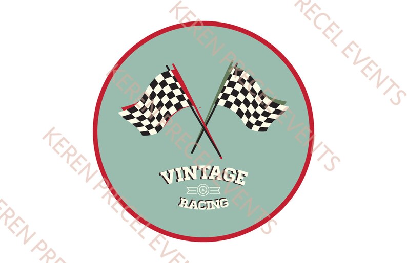 Vintage race car party theme graphics for a cake dummy | Etsy