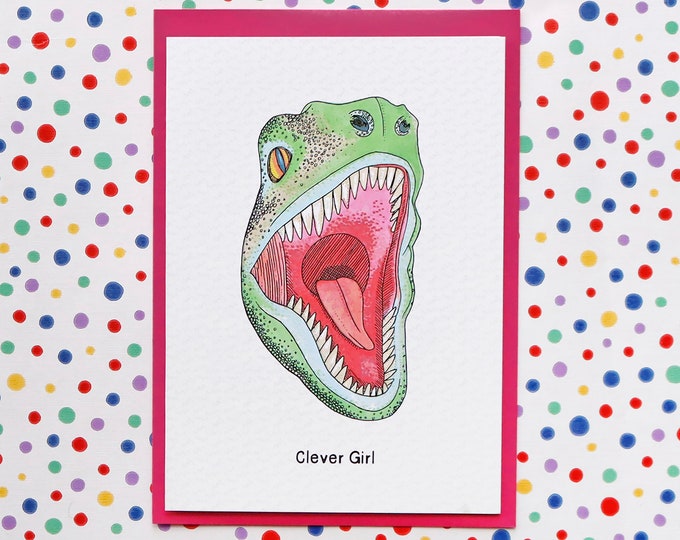 Dinosaur Velociraptor Jurassic Park 'clever Girl' Card - Etsy