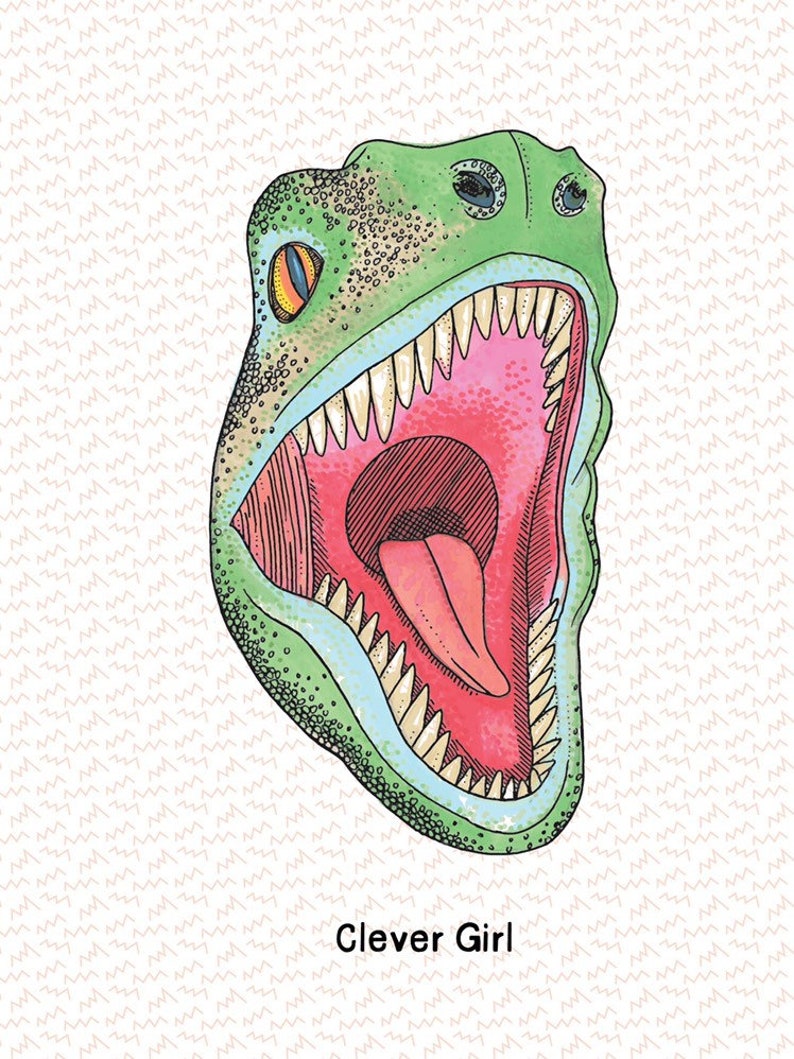 Dinosaur Velociraptor Jurassic Park 'clever Girl' Card | Etsy