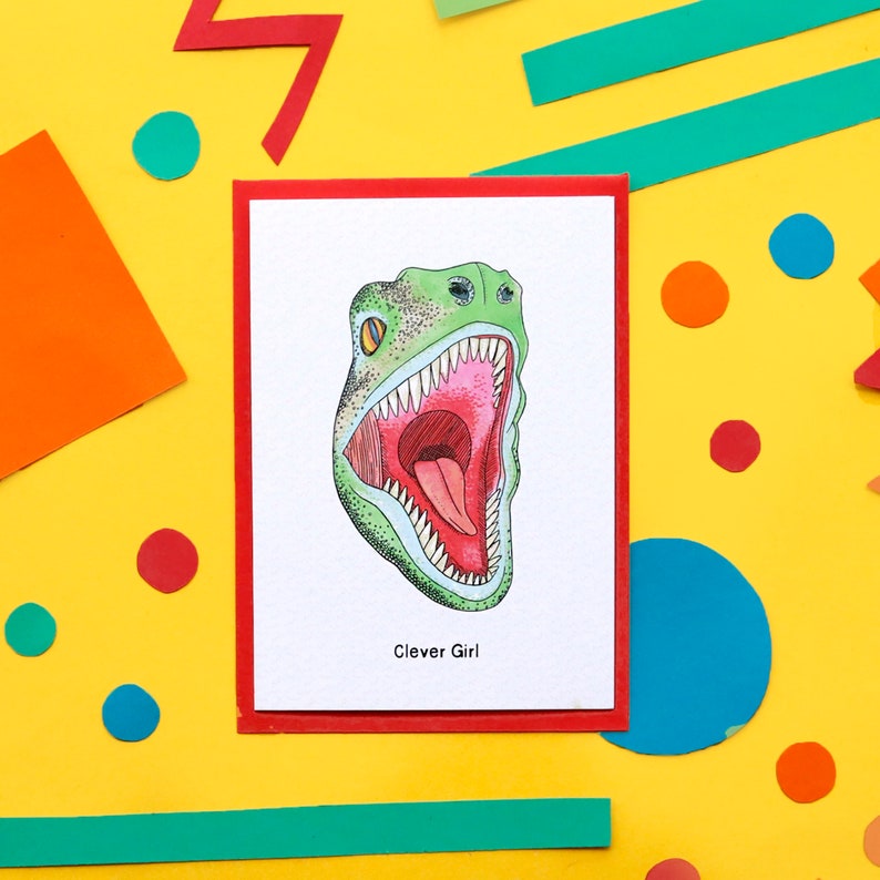 Dinosaur Velociraptor Jurassic Park 'clever Girl' Card | Etsy